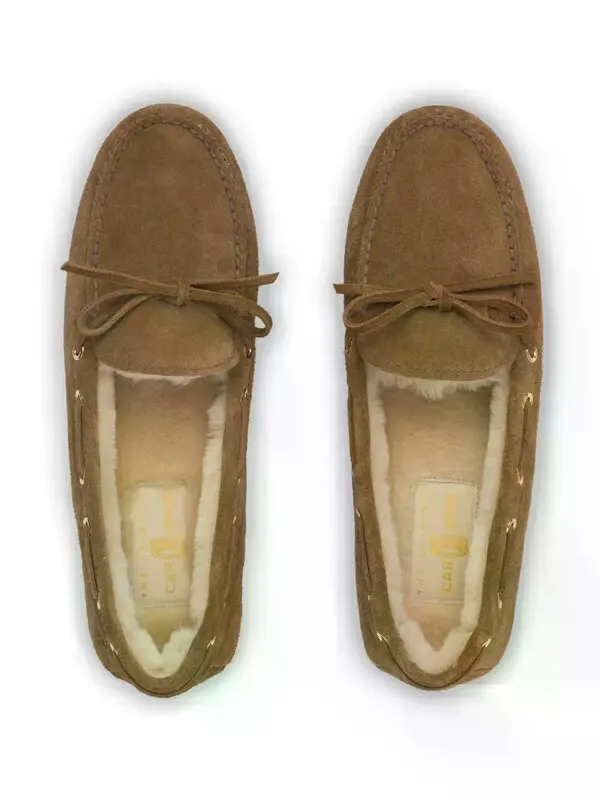 Car Shoe Suede Sheepskin Driving Shoes With Bow Detailing