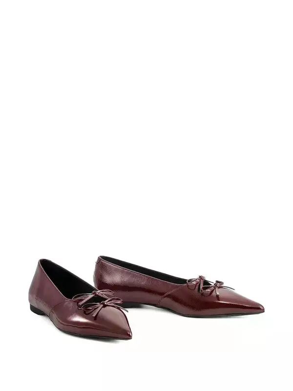 VAGABOND SHOEMAKERS Patent Leather Ballet Flats With Bow Detailing - Red