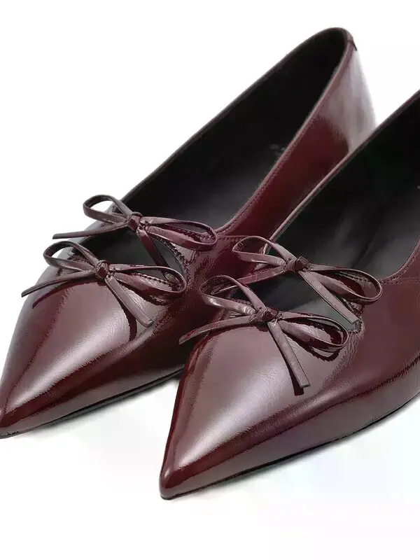 VAGABOND SHOEMAKERS Patent Leather Ballet Flats With Bow Detailing - Red