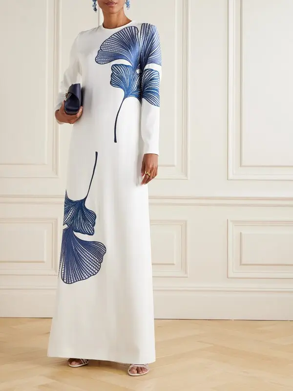 Costarellos Austie Embroidered Gown