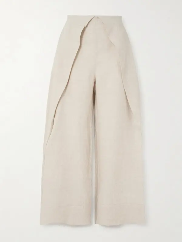 ANDRES OTALORA De Estaciones Layered Linen Wide-leg Pants - Neutrals