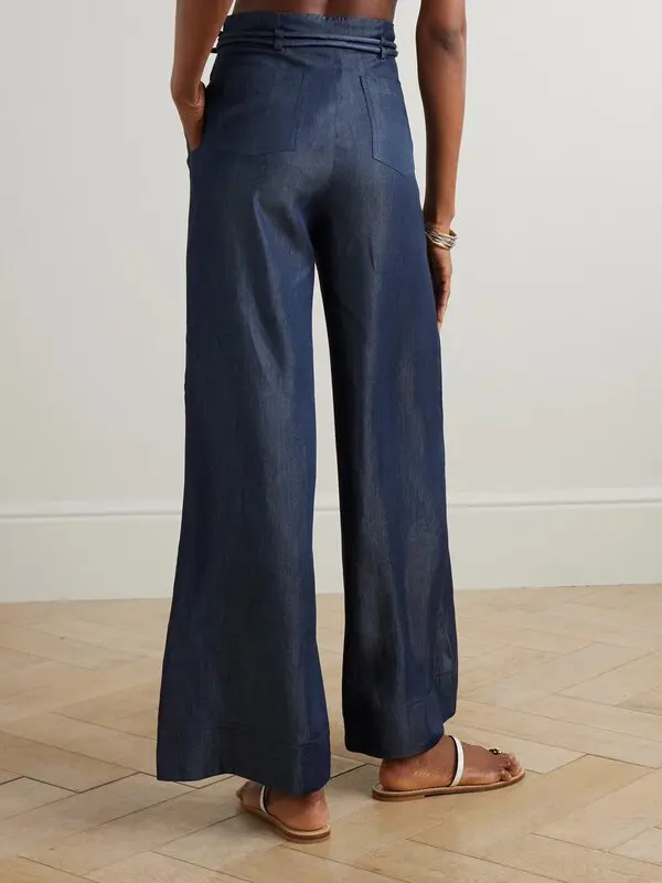 ANDRES OTALORA Belted Tencel Wide-leg Pants