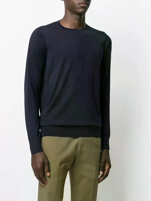 Loro Piana Virgin Wool Crew Neck Sweater - Blue