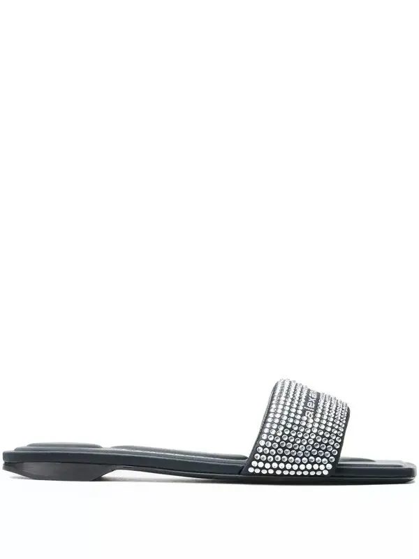 Alexander Wang Satin & Crystal Hotfix Vy Sandals - Black