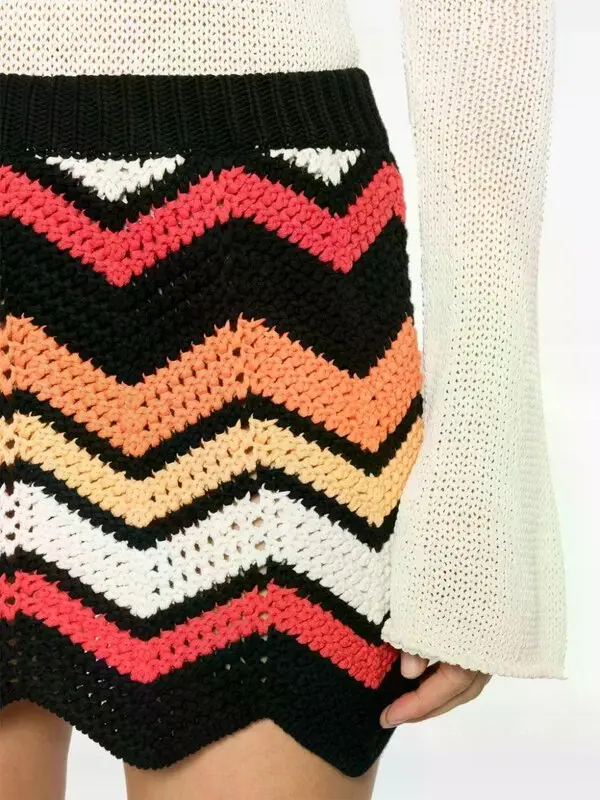 Alanui Kaleidoscopic Chevron-knit Miniskirt