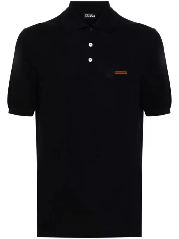 Zegna Cotton Piqué Polo Shirt - Blue