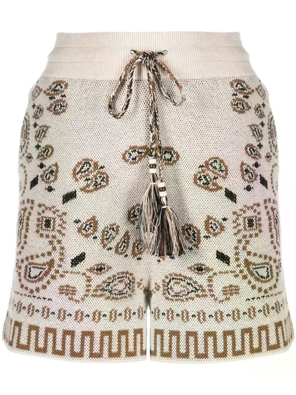 Alanui Bandana-jacquard Cotton-piqué Shorts - Neutrals