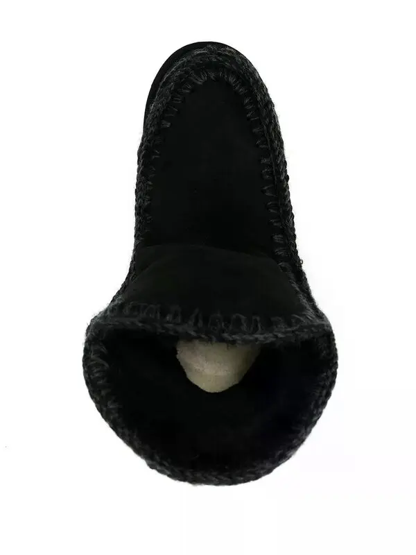 Mou Crochet Stitch-trim Wedge Boots