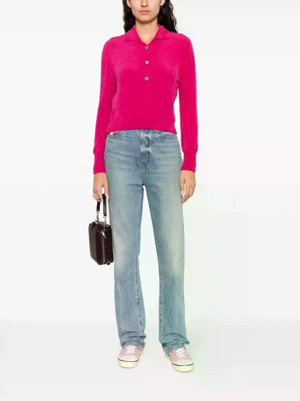 Moschino Knitted Long-sleeve Polo Collar Top