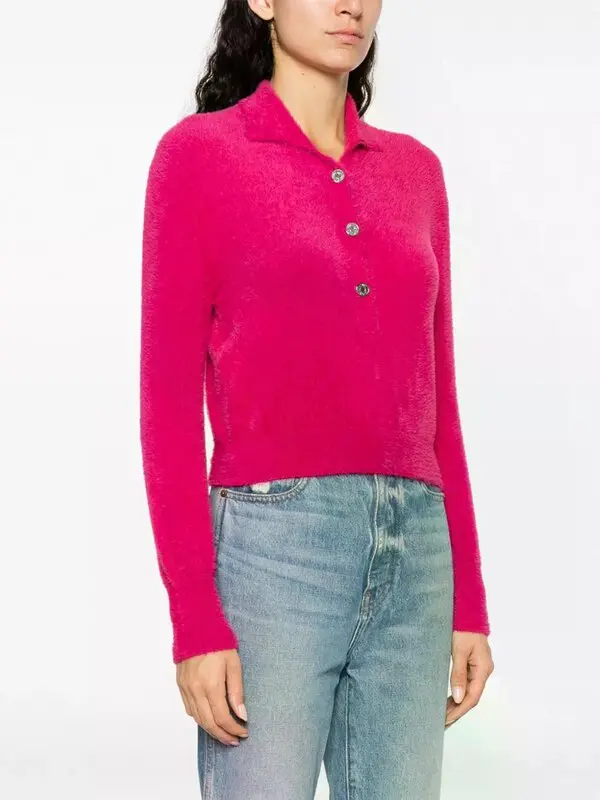 Moschino Knitted Long-sleeve Polo Collar Top