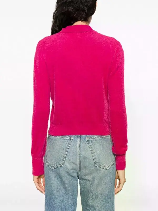 Moschino Knitted Long-sleeve Polo Collar Top