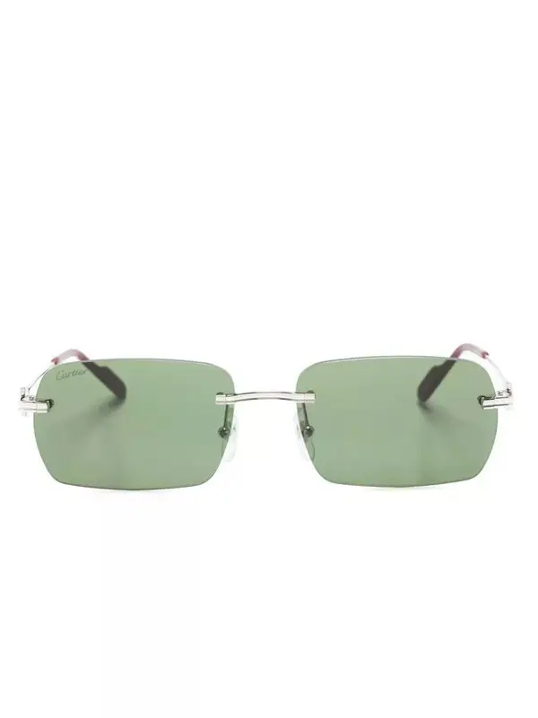 Cartier Rectangle-frame Tinted Sunglasses - Silver