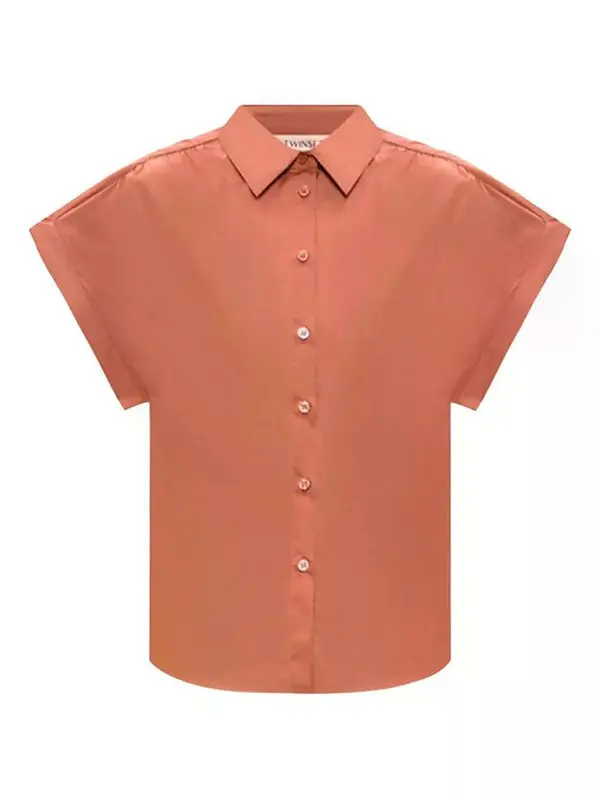 TWINSET Short-sleeve Poplin Shirt - Orange