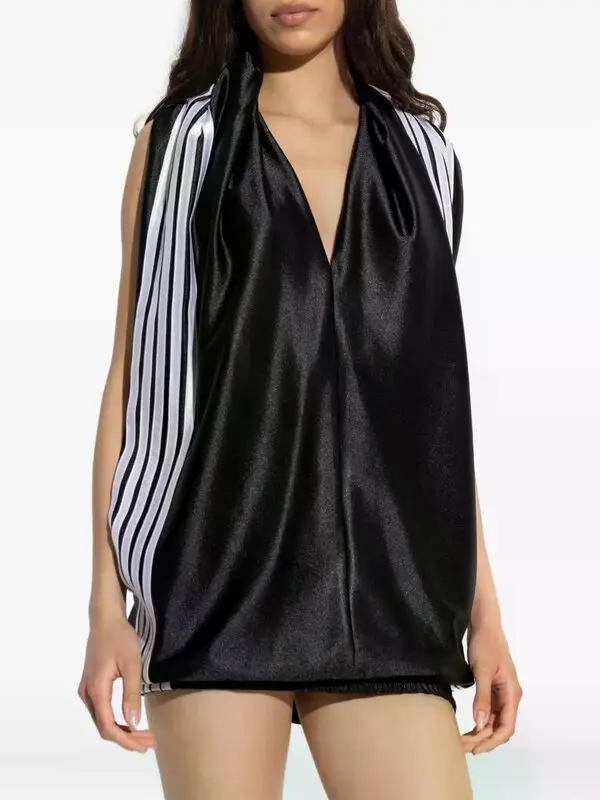 Balenciaga B-neck Stripe-detail Mini Dress
