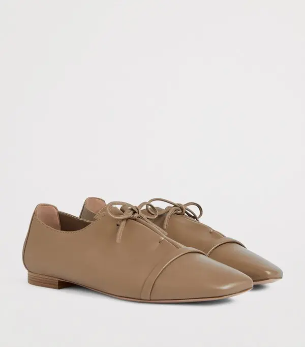 MALONE SOULIERS Nappa Leather Lace-up Jean Flats - Neutral