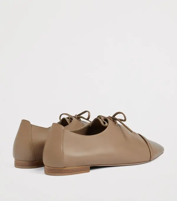MALONE SOULIERS Nappa Leather Lace-up Jean Flats - Neutral