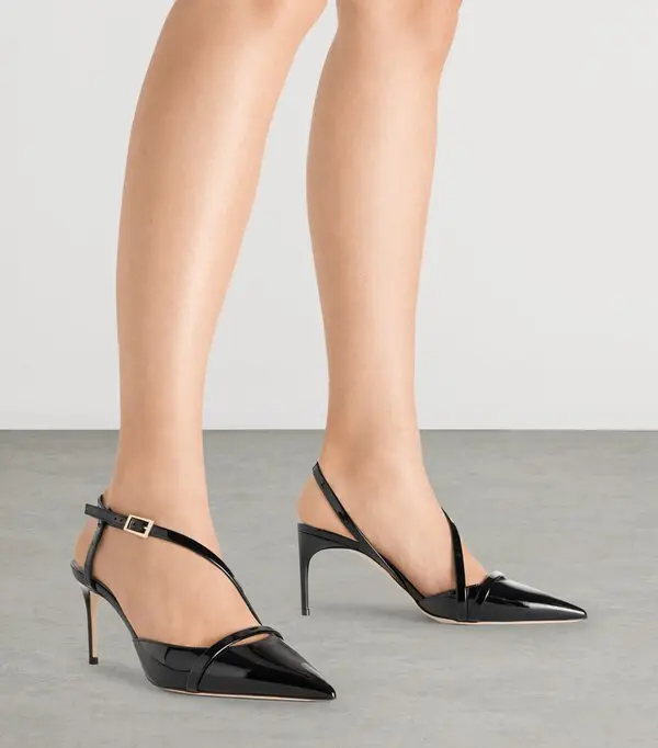MALONE SOULIERS Patent Leather Valeria Slingback Pumps - Black