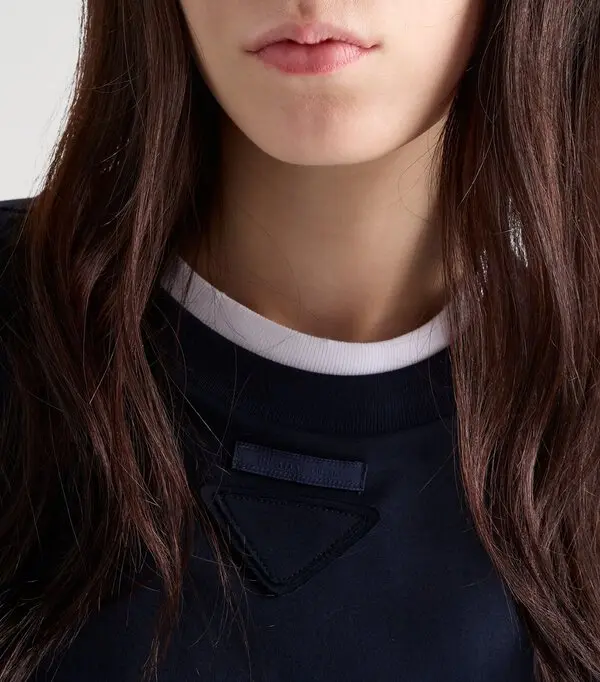 Prada Cotton T-shirt With Layered Effect And Logo Detail - Blue