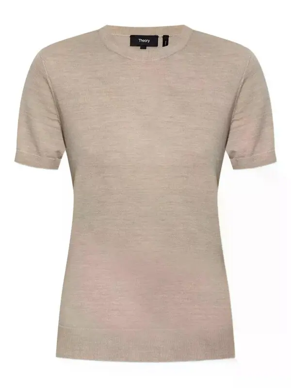 Theory Short-sleeve Wool T-shirt - Neutrals