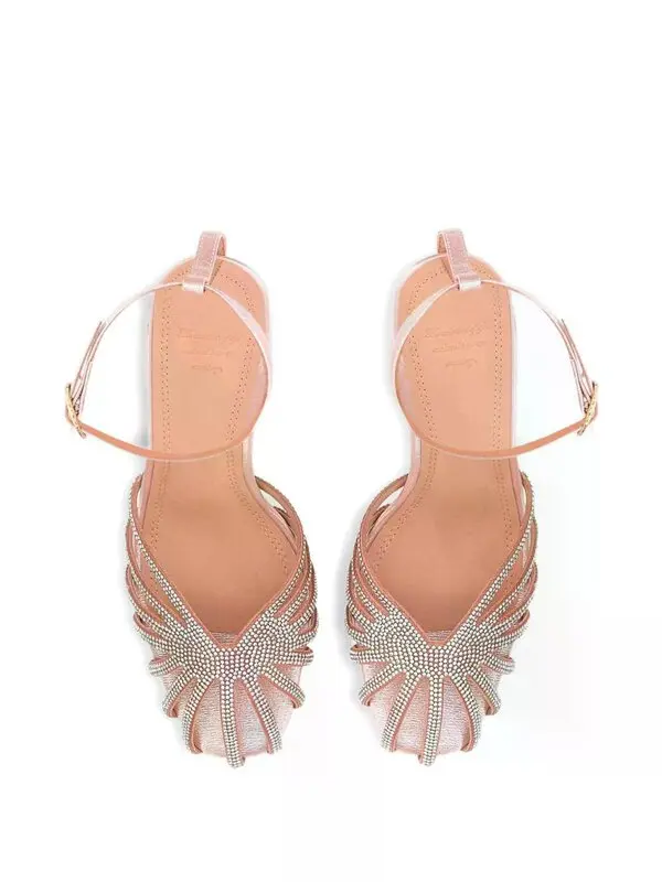 TWENTY FOURHAITCH Rose Crystal Embellished Ankle Strap Sandals - Pink