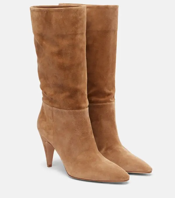 GIANVITO ROSSI Elise Suede Pointed Toe Boots