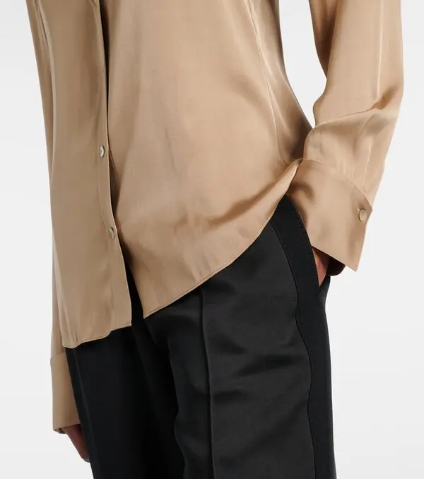 Vince Silk-blend Satin Shirt - Beige