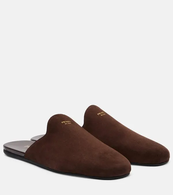 Prada Suede Mules - Brown