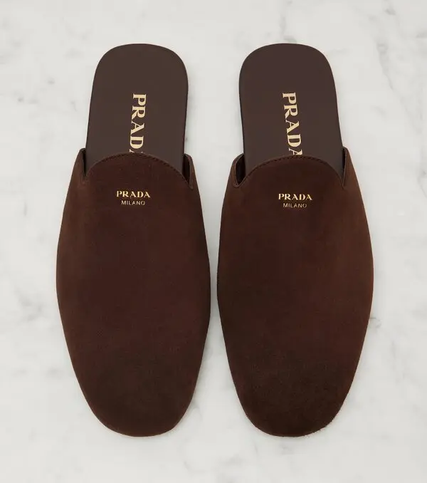Prada Suede Mules - Brown