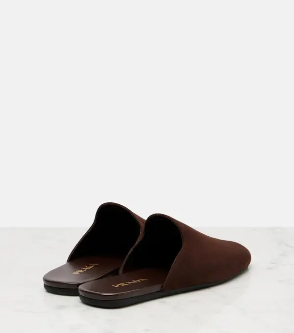 Prada Suede Mules - Brown