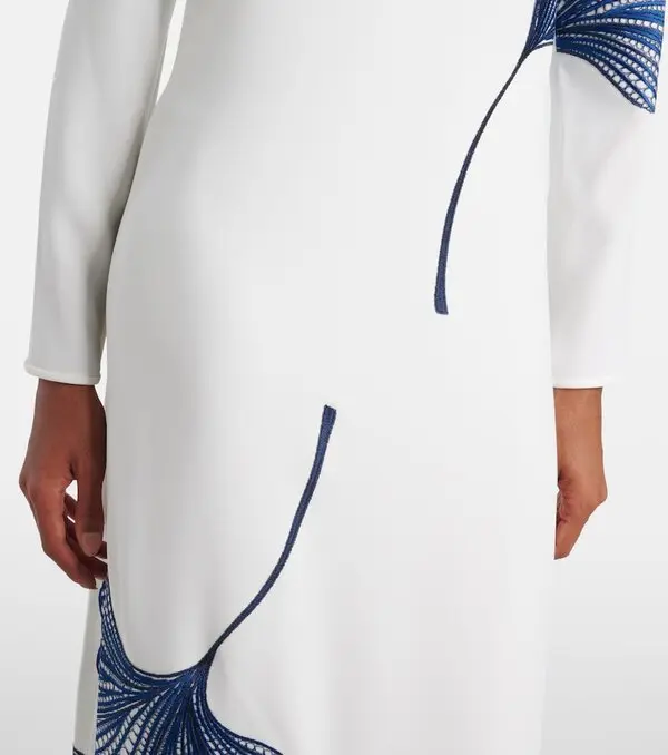 Costarellos Austie Embroidered Crepe Gown