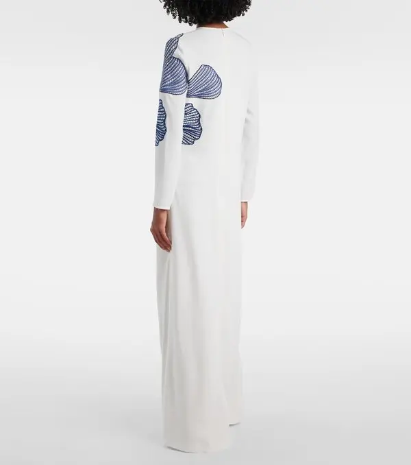 Costarellos Austie Embroidered Crepe Gown