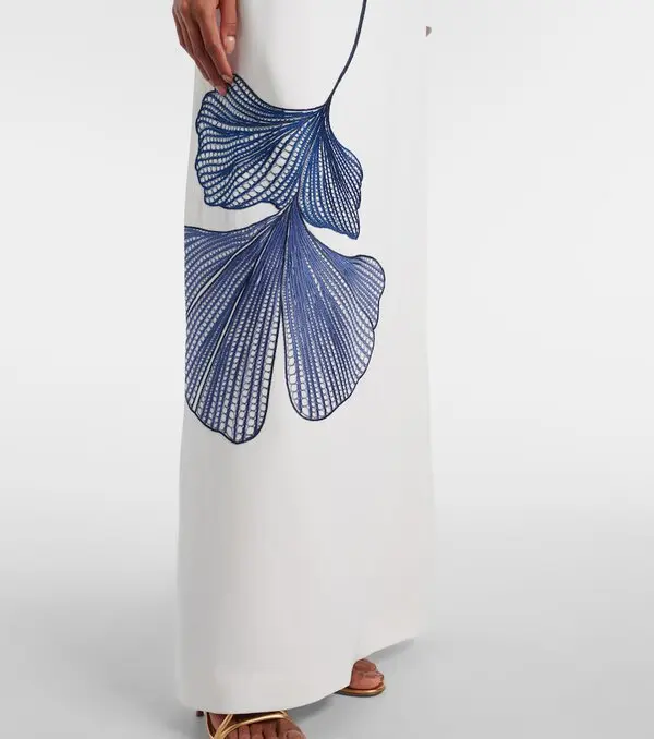 Costarellos Austie Embroidered Crepe Gown