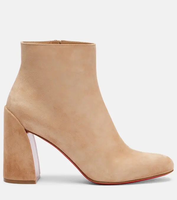 CHRISTIAN LOUBOUTIN Turela 85 Suede Ankle Boots - Beige