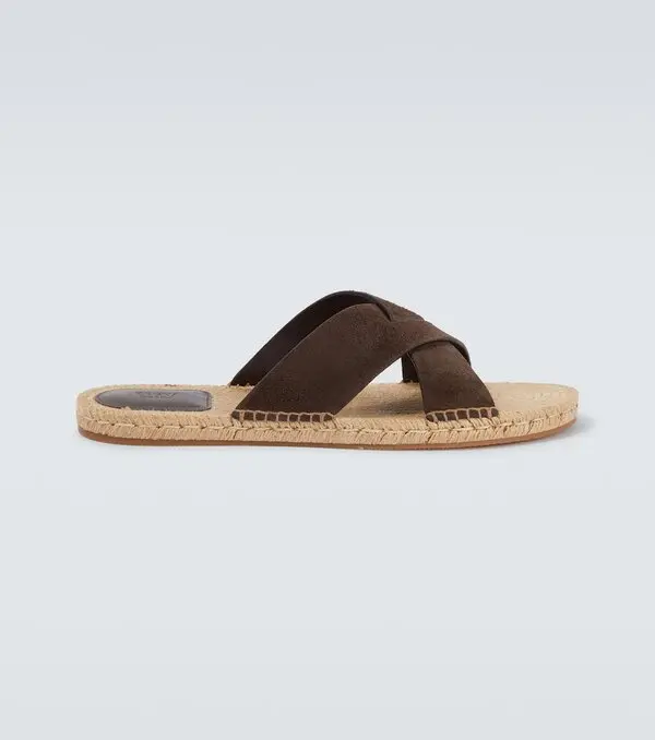 Zegna Suede Espadrille Sandals - Brown