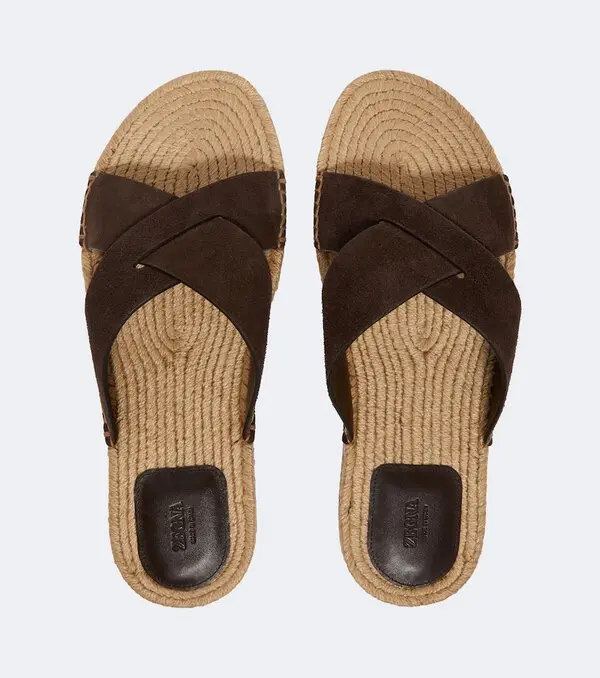 Zegna Suede Espadrille Sandals - Brown