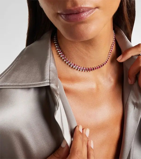 KAMYEN 18kt White Ruby Choker Necklace