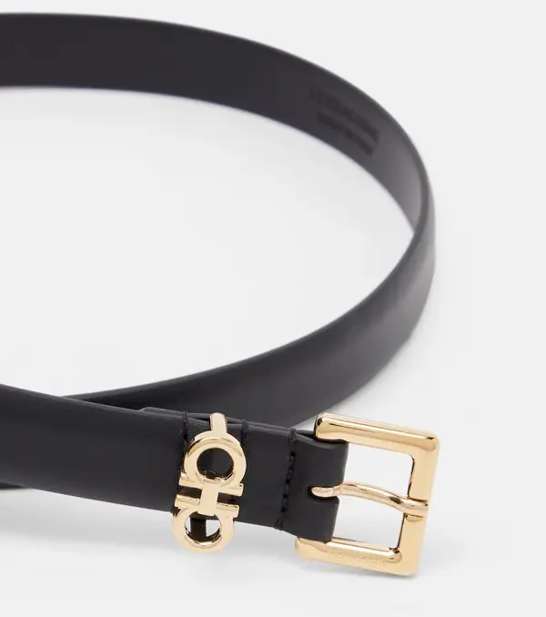 FERRAGAMO Gancini Leather Belt - Black
