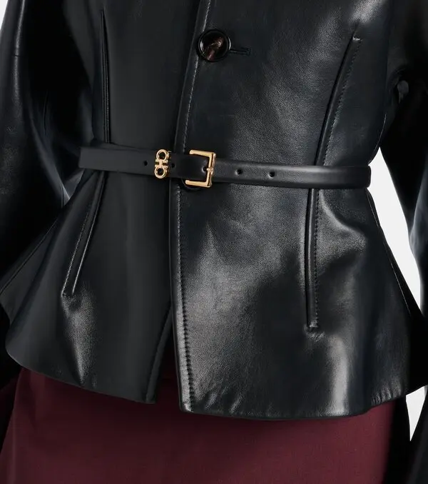 FERRAGAMO Gancini Leather Belt - Black