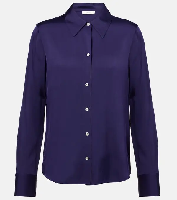 Vince Silk-blend Satin Shirt - Blue