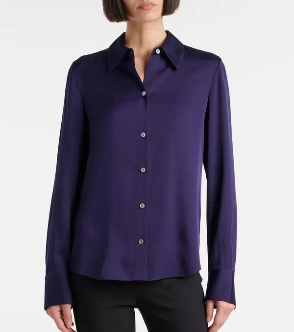Vince Silk-blend Satin Shirt - Blue