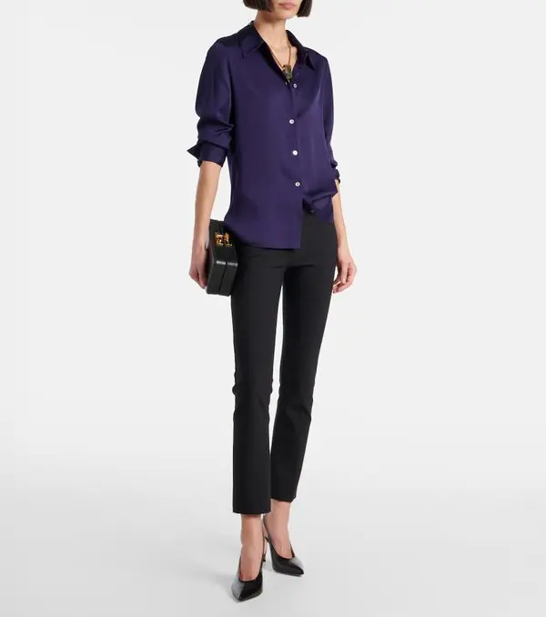 Vince Silk-blend Satin Shirt - Blue