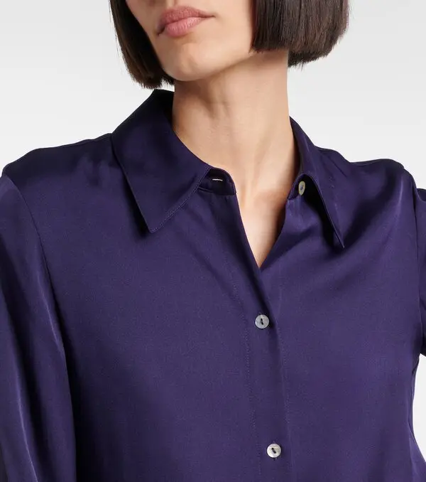 Vince Silk-blend Satin Shirt - Blue