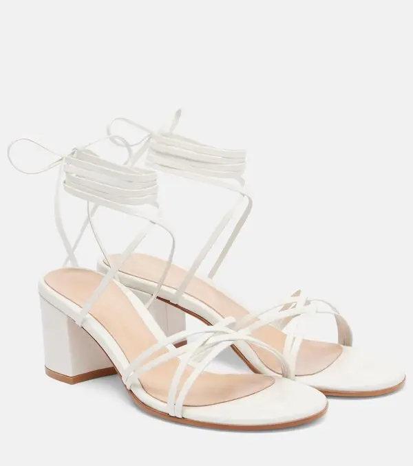 GIANVITO ROSSI Leather Strappy Lace-up Sandals - White
