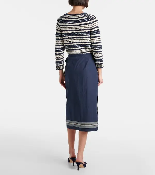 Vince Striped Cotton Wrap Skirt