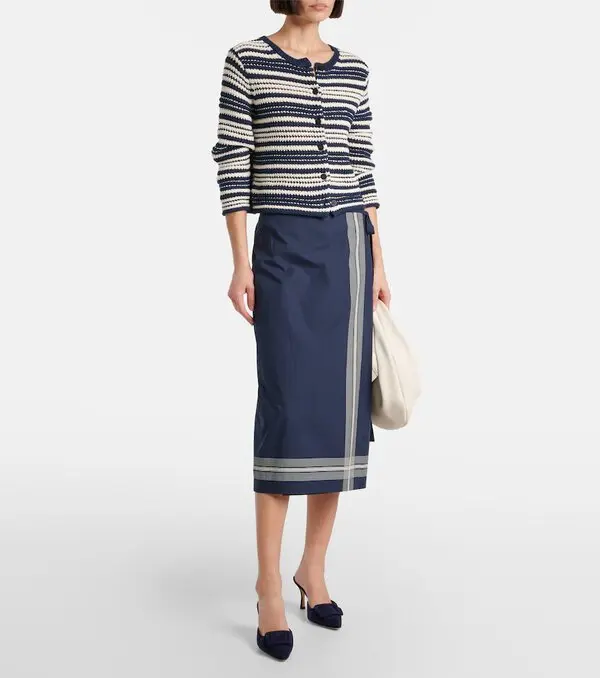 Vince Striped Cotton Wrap Skirt