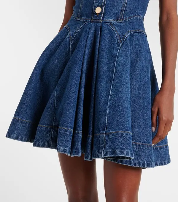 SELF-PORTRAIT Flared Denim Midi Dress