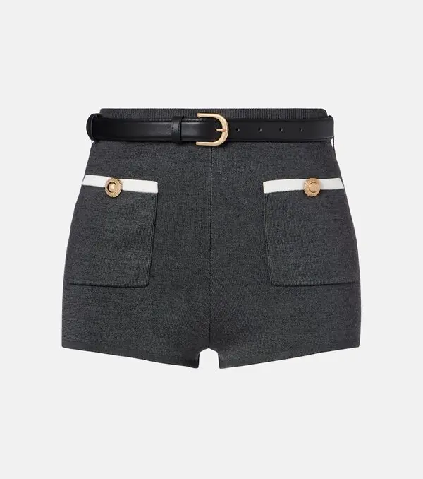 SELF-PORTRAIT High-rise Knitted Shorts With Detachable Belt