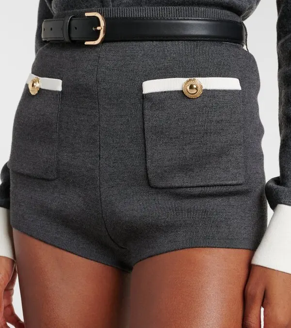 SELF-PORTRAIT High-rise Knitted Shorts With Detachable Belt