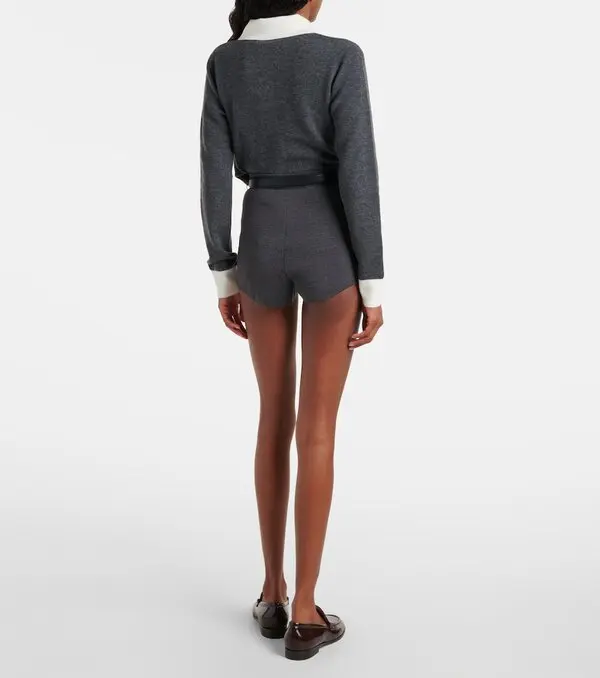 SELF-PORTRAIT High-rise Knitted Shorts With Detachable Belt