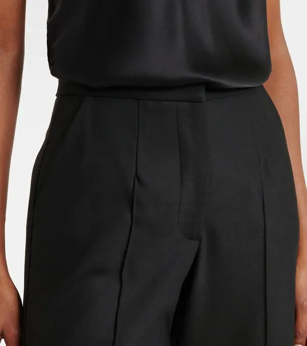 Costarellos Pleated Wool-blend Wide-leg Trousers
